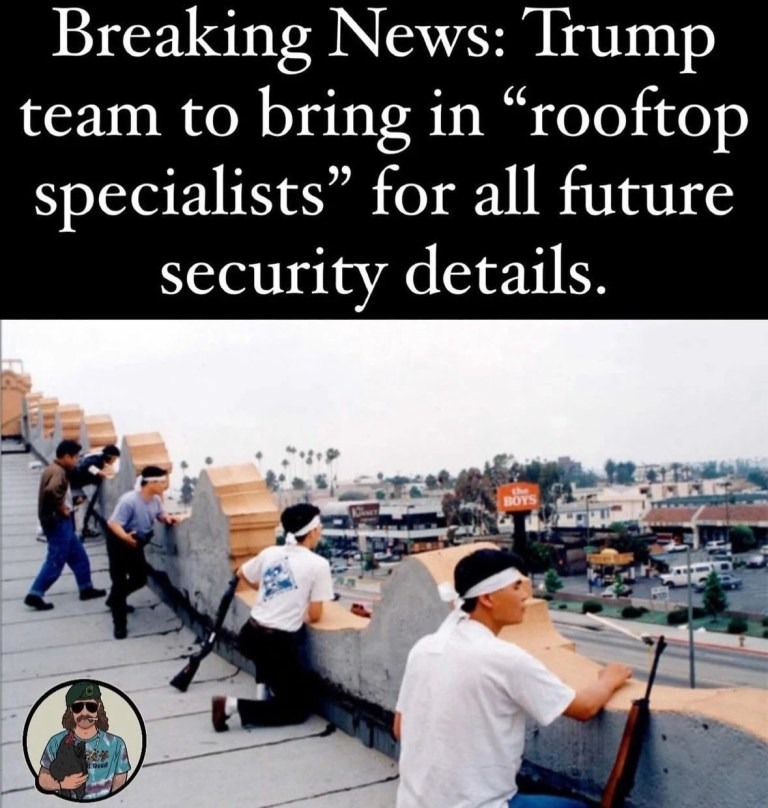 Trump assasin dead body on roof top outside venue.